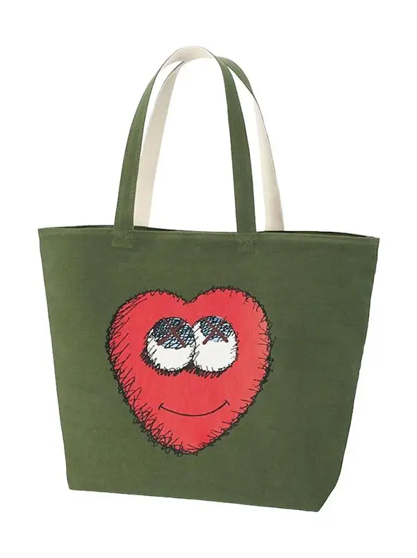 KAWS X Uniqlo Heart Tote Bag - Olive