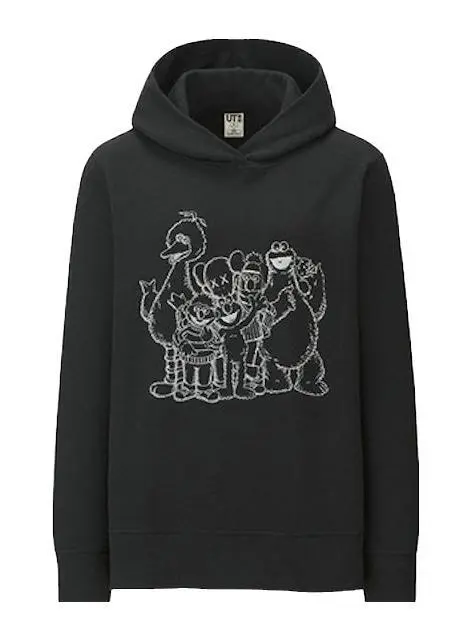 KAWS X Uniqlo X Sesame Street Group #2 Outline Hoodie - Black