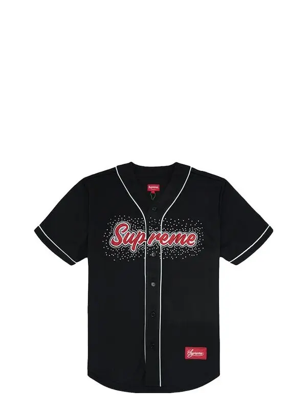 Supreme Rhinestone Baseball Jersey - Black