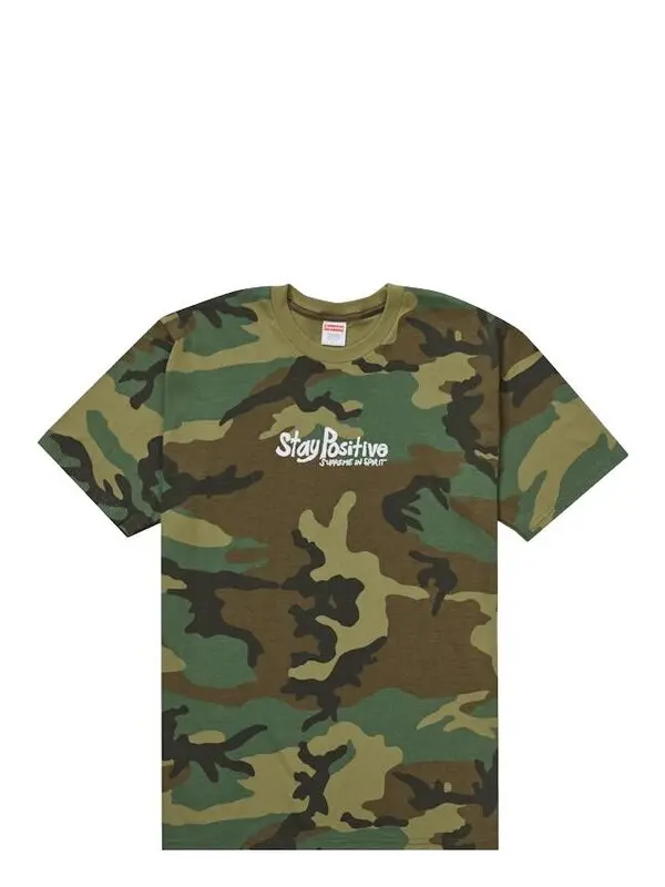 Supreme Stay Positive Tee Shirt - Woodland Camo