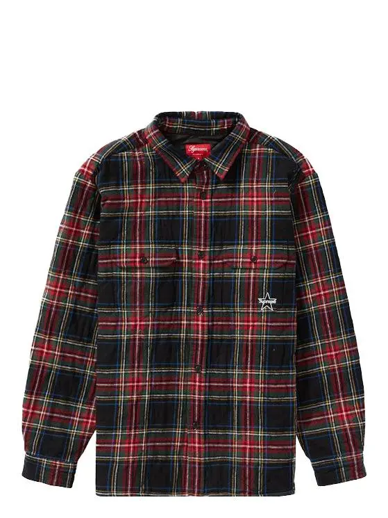 Supreme Quilted Plaid Flannel Shirt - Black
