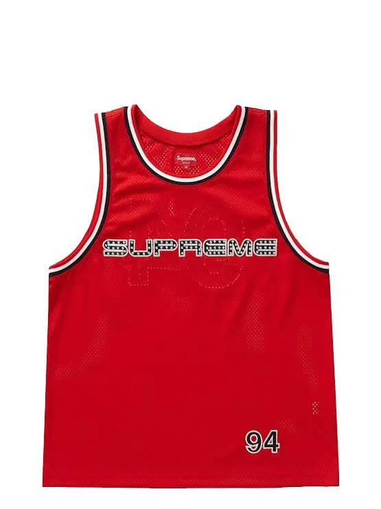 Supreme Rhinestone Basketball Jersey - Red