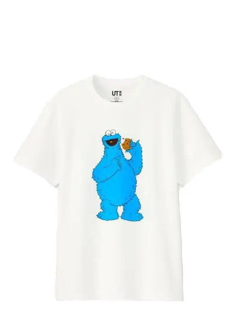 KAWS X Uniqlo X Sesame Street Cookie Monster Tee Shirt - White