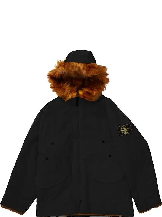Supreme Stone Island Formula St-shirtl Reversible Faux Fur Parka - Black