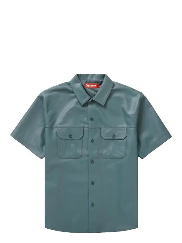Supreme Short Sleeve Leather Work Shirt - Dusty Teal