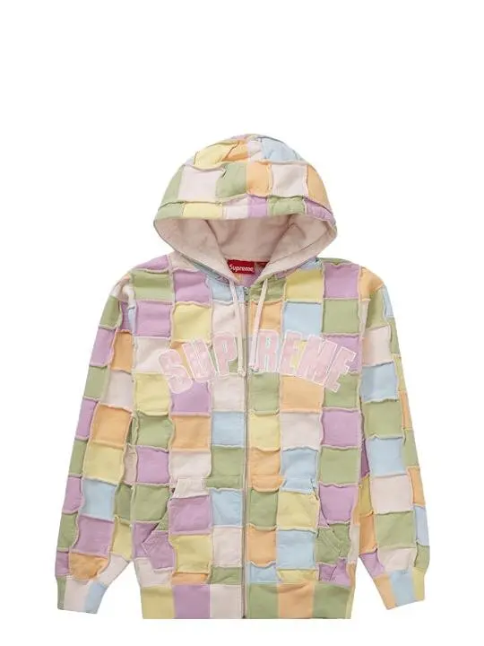 Supreme Reverse Patchwork Zip Up Hooded Sweatshirt - Multicolor