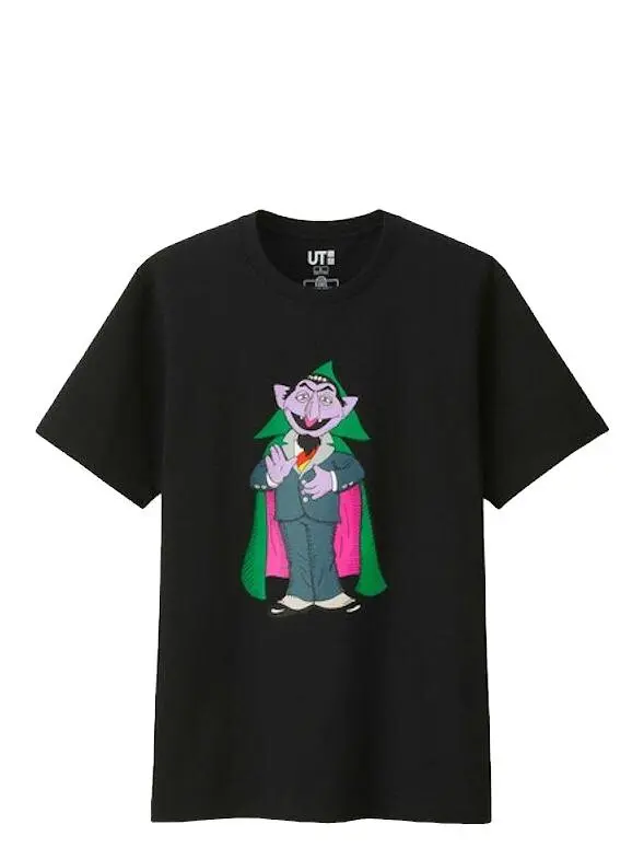 KAWS X Uniqlo X Sesame Street Count Von Count Tee Shirt - Black