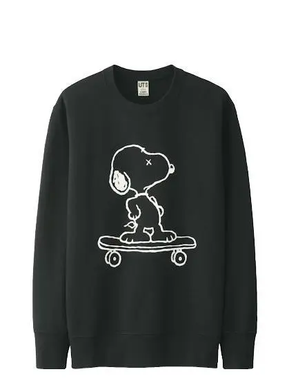 KAWS X Uniqlo X Peanuts Snoopy Skateboarding Sweatshirt - Black