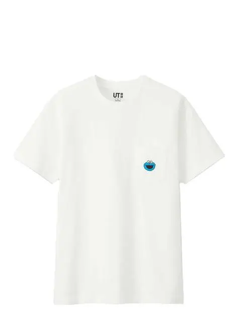 KAWS X Uniqlo X Sesame Street Cookie Monster Pocket Tee - White