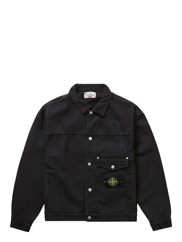 Supreme Stone Island Denim Trucker Jacket - Black