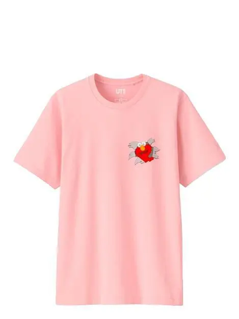 KAWS X Uniqlo X Sesame Street Elmo Tee Shirt - Pink
