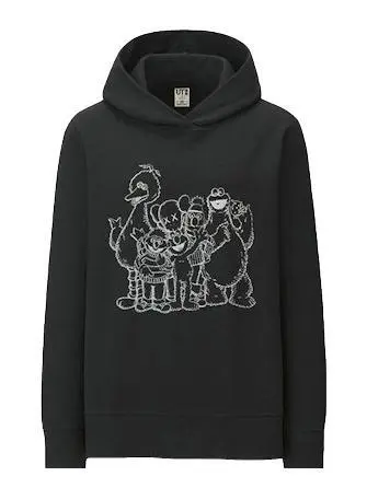 KAWS X Uniqlo X Sesame Street Group #2 Outline Hoodie - Black