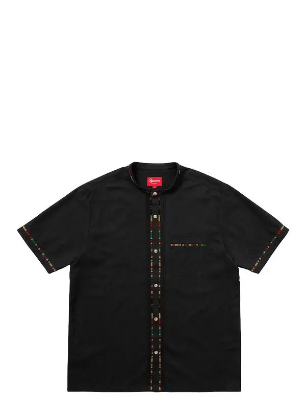 Supreme Short Sleeve Band Collar Shirt - Black
