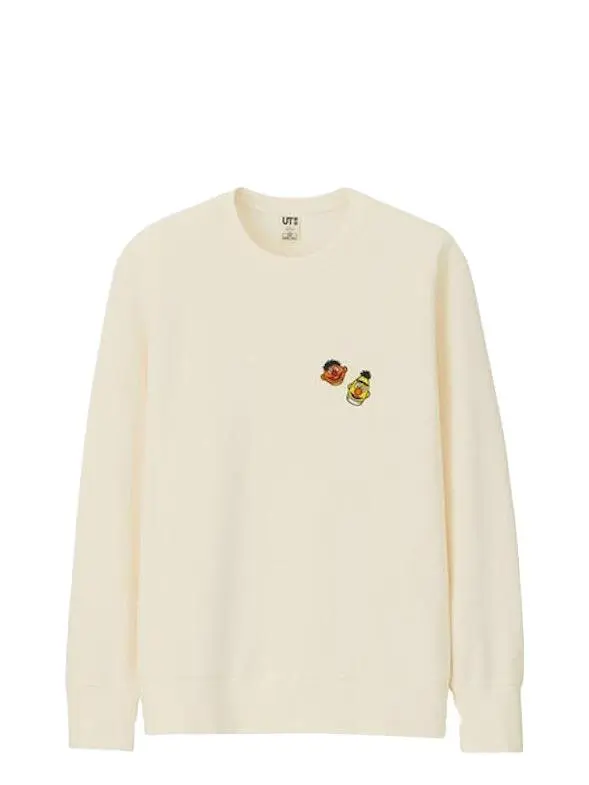 KAWS X Uniqlo X Sesame Street Bert & Ernie Heads Sweatshirt - Natural