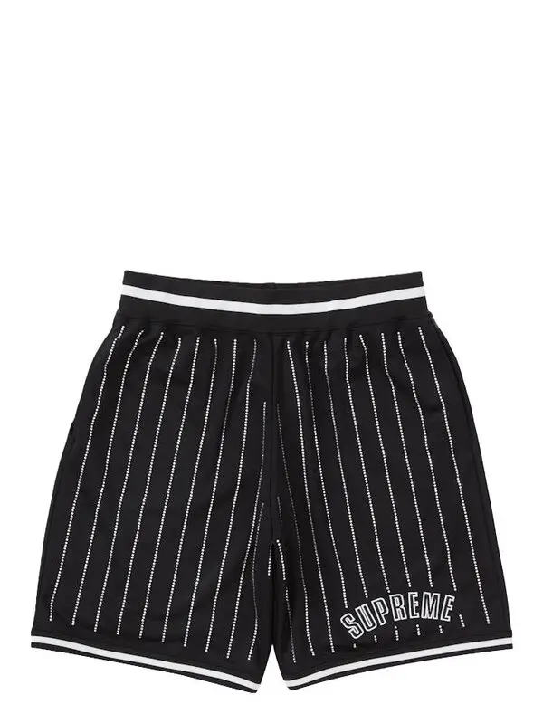 Supreme Rhinestone Stripe Basketball Short - Black