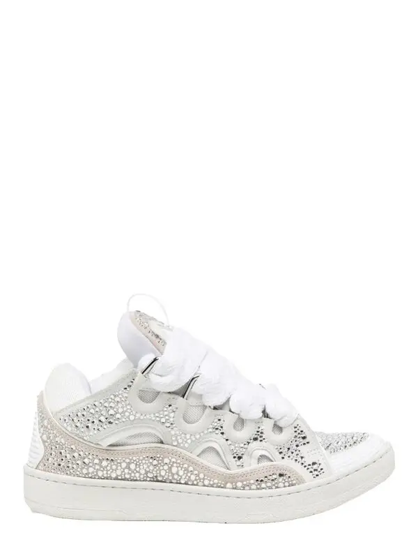 LANVIN Curb Sneaker - White/rhinestone/cream