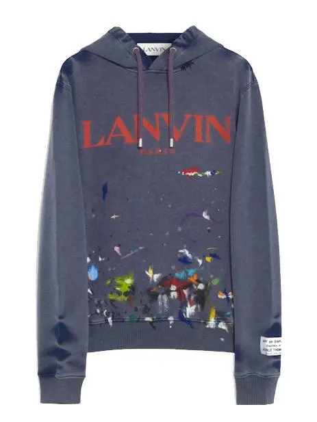 LANVIN X Gallery Dept. Logo Hoodie - Navy Blue