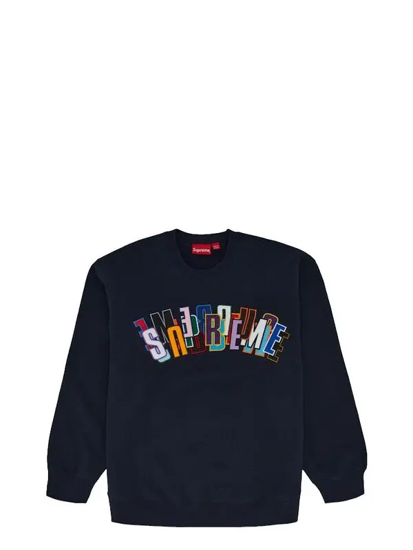 Supreme Stacked Crewneck Sweatshirt - Navy Blue