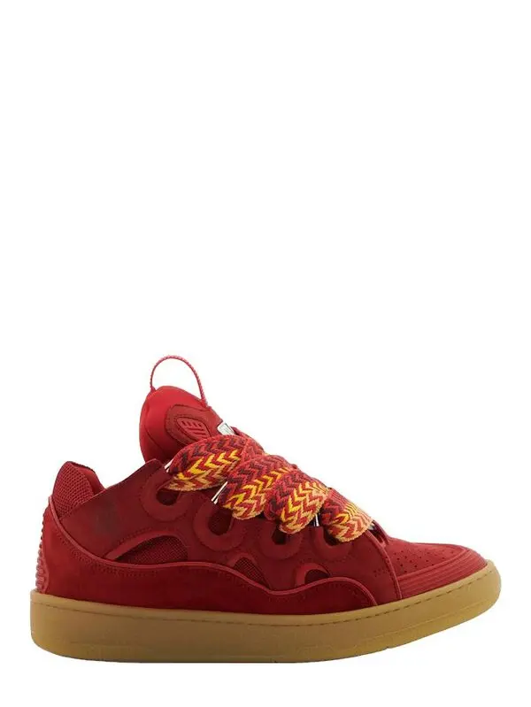 LANVIN Leather Curbin Sneakers - Poppy Red/gum