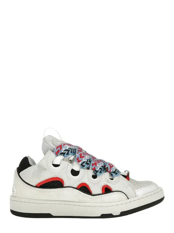 LANVIN Leather Curb Sneakers - Light Grey/blue/black