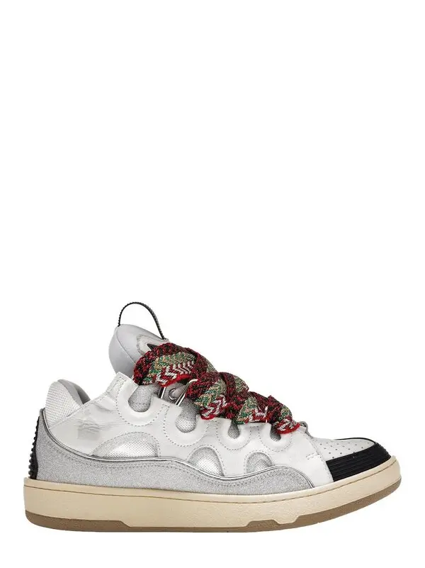 LANVIN Leather Curb Sneakers - White/grey/black