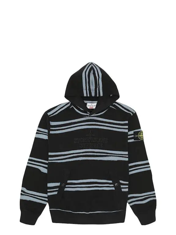 Supreme Stone Island Warp Stripe Hooded Sweatshirt - Black
