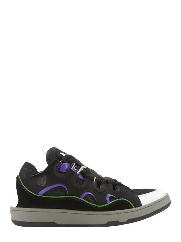 LANVIN Leather Curb Sneakers - Black/grey/white