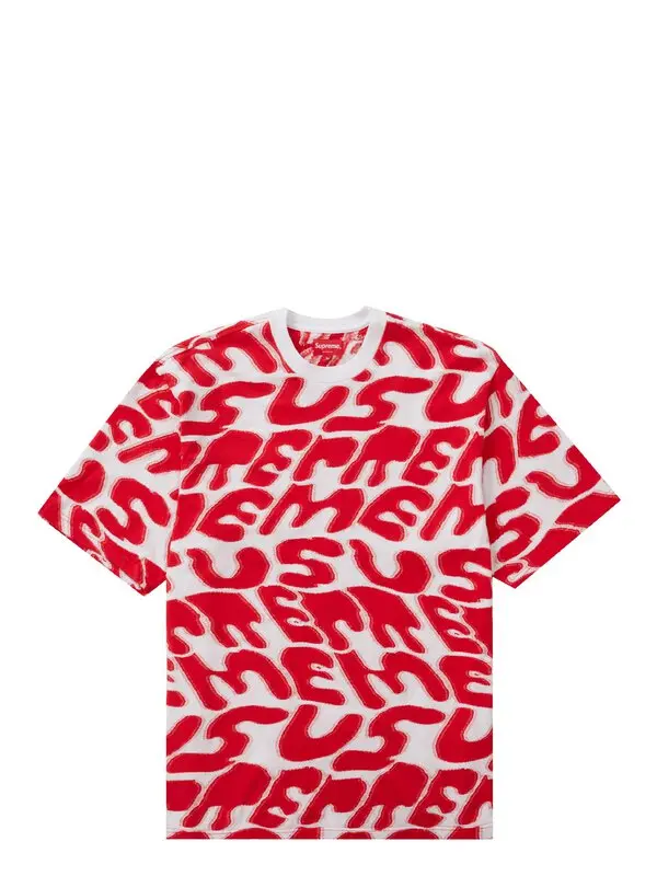 Supreme Stacked Intarsia Short Sleeve Top - White