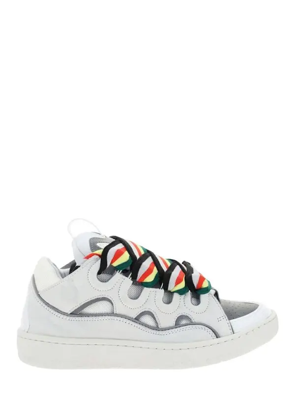 LANVIN Leather Curb Sneakers - White/grey