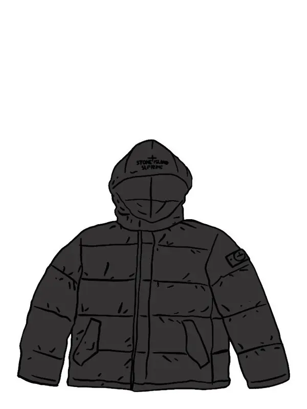 Supreme Stone Island Painted Camo Crinkle Down Jacket - Black