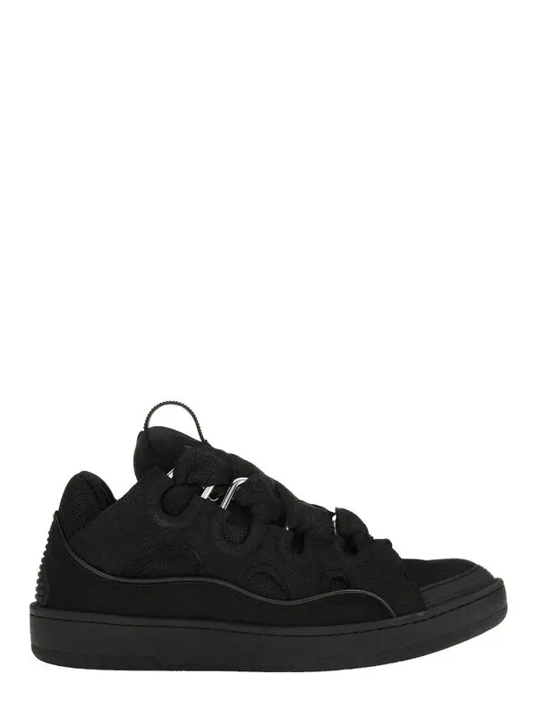 LANVIN Leather Curb Triplein Sneakers - Black