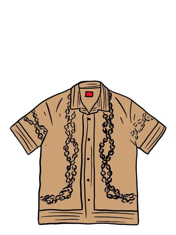 Supreme Mosaic Silk Short Sleeve Shirt - Tan