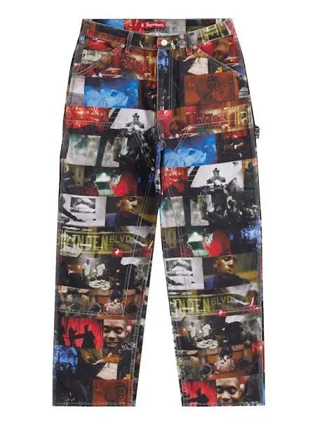 Supreme Nas And Dmx Collage Double Knee Denim Painter Pant - Multicolor