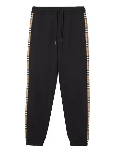 Burberry Vintage Check Panel Cotton Sweatpants - Black