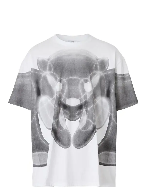 Burberry Thomas Bear Print Cotton Oversized T-shirt - White/grey
