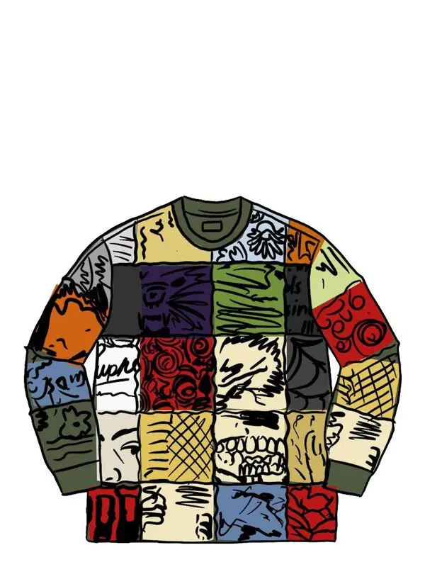 Supreme Mosaic Patchwork Long Sleeve Top - Multicolor