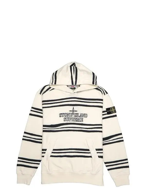 Supreme X Stone Island Warp Stripe Hooded Sweatshirt - White