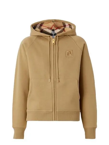 Burberry Letter Graphic Cotton-blend Zip Hoodie - Honey