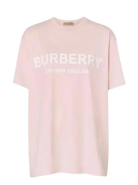 Burberry Logo Print T-shirt - Pink/white