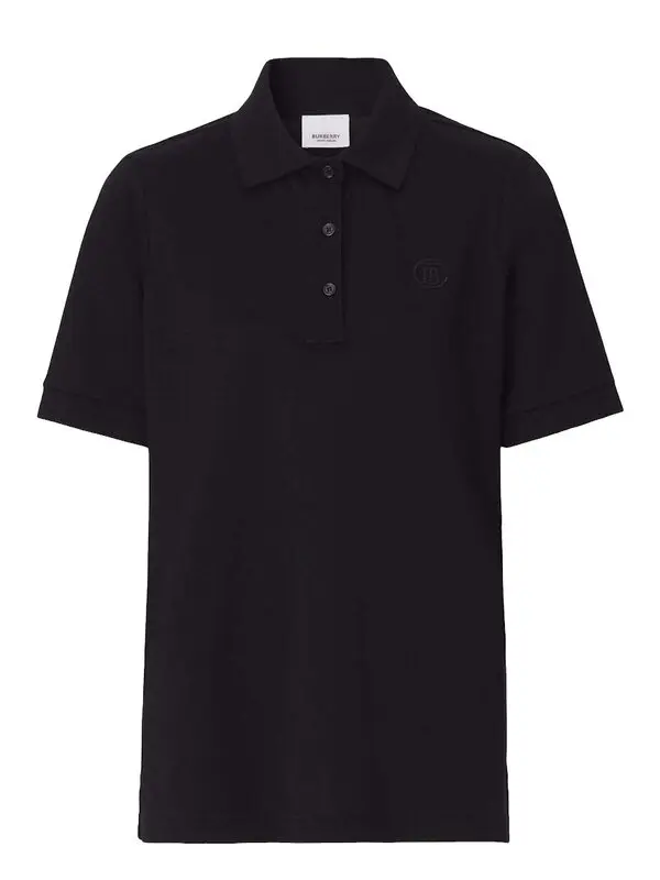 Burberry Tb Monogram Polo Shirt - Black