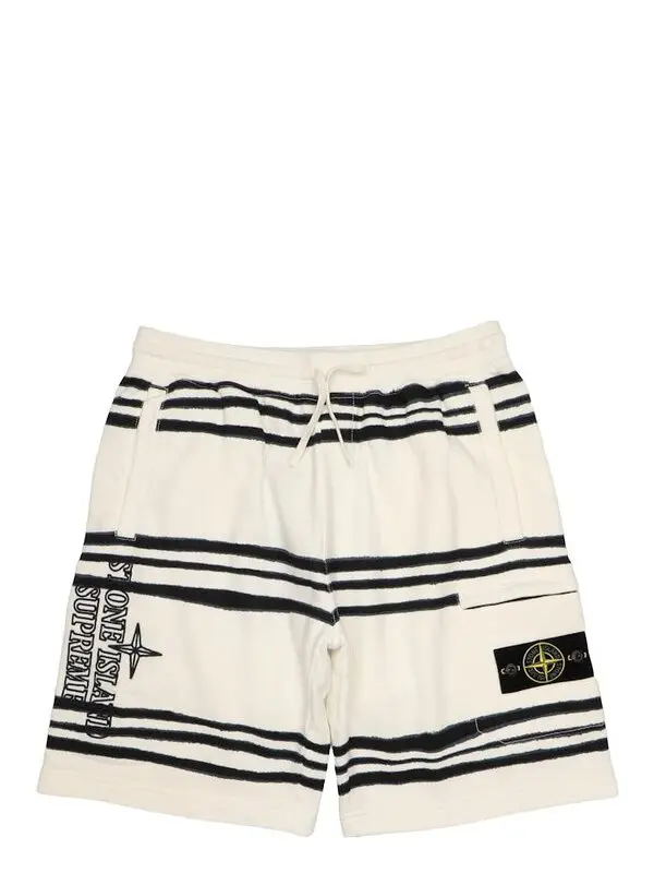 Supreme Stone Island Warp Stripe Sweatshort - White