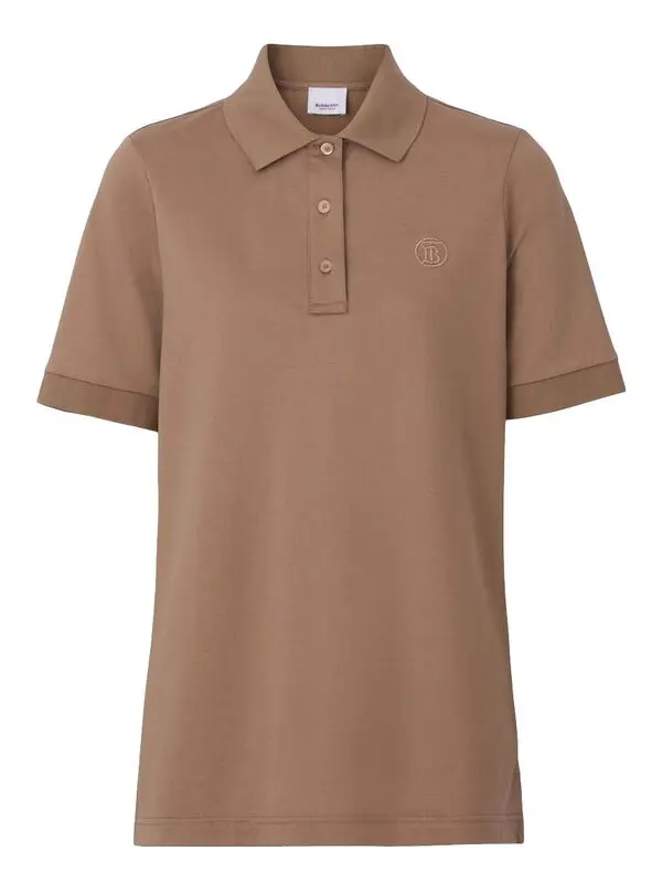 Burberry Tb Monogram Embroidered Polo Shirt - Brown