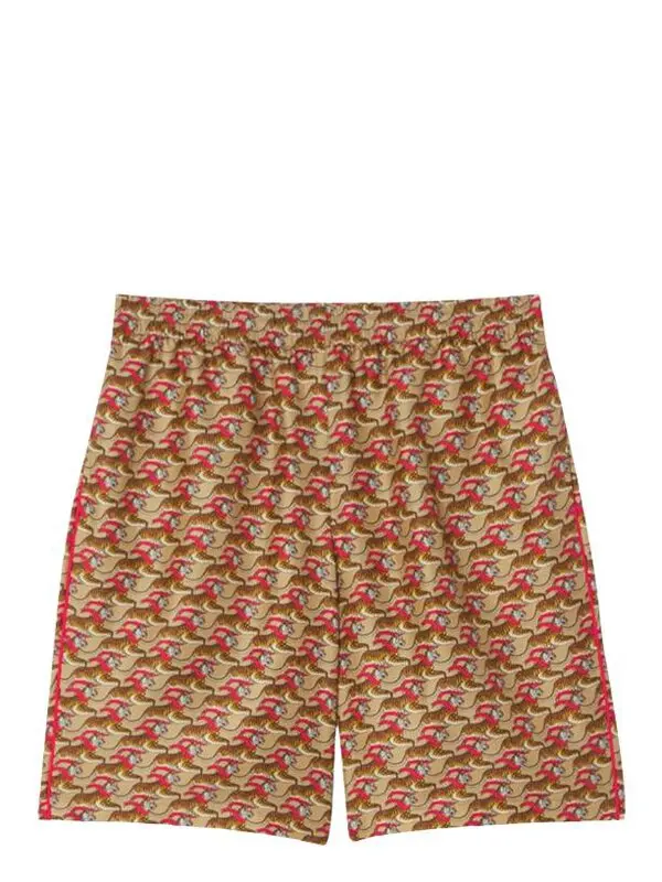 Burberry Tiger Print Silk Shorts - Beige Red