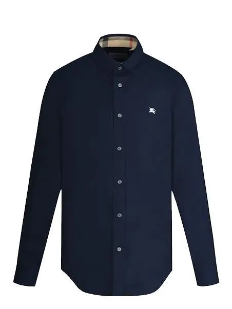Burberry Stretch Cotton Poplin Shirt - Navy Blue