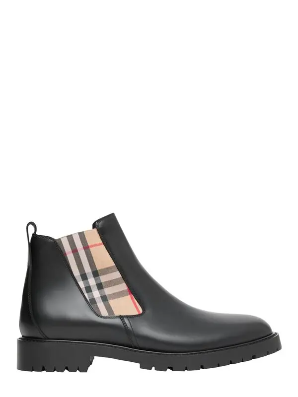 Burberry Vintage Check Leather Chelsea Boot - Black/beige