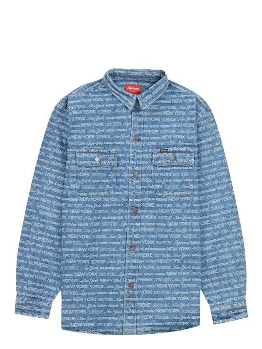 Supreme Type Jacquard Denim Shirt - Blue