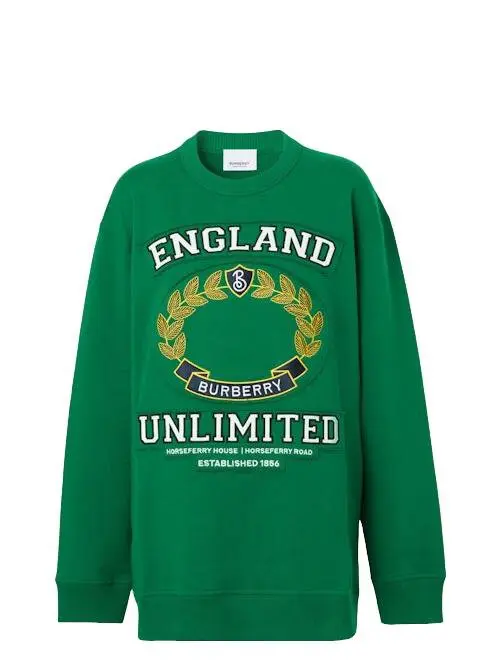 Burberry Cotton Graphic Oversized Sweatshirt - Deep Pine Green
