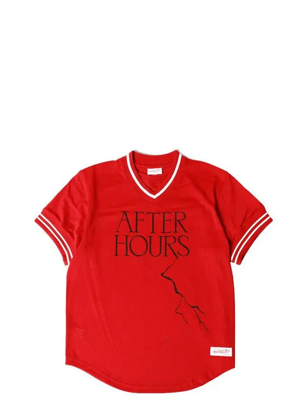THE WEEKND X Mitchell & Ness After Hours Mesh Baseball Jersey - Red