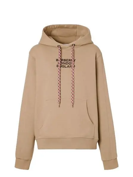 Burberry Embroidered Logo Oversized Hoodie - Beige