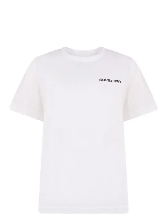 Burberry Embroidered Logo Cotton T-shirt - White